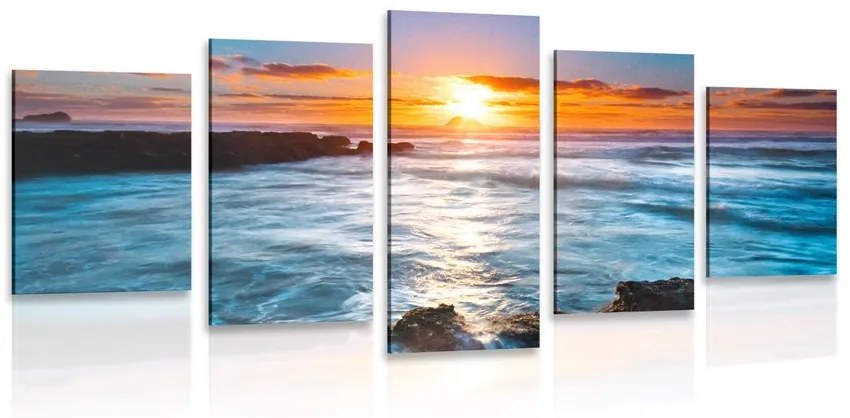 5-dílný obraz slunce nad mořem Varianta: 100x50