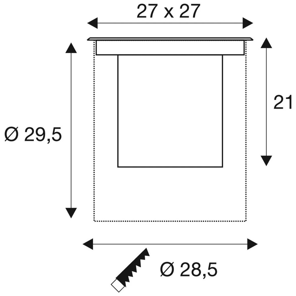 LA 1009171 DASAR® XL svítidlo do země, asymetrické, 3000K, 70°/40°, IP65/IP67, čtvercové, nerezová ocel / černá - BIG WHITE (SLV)