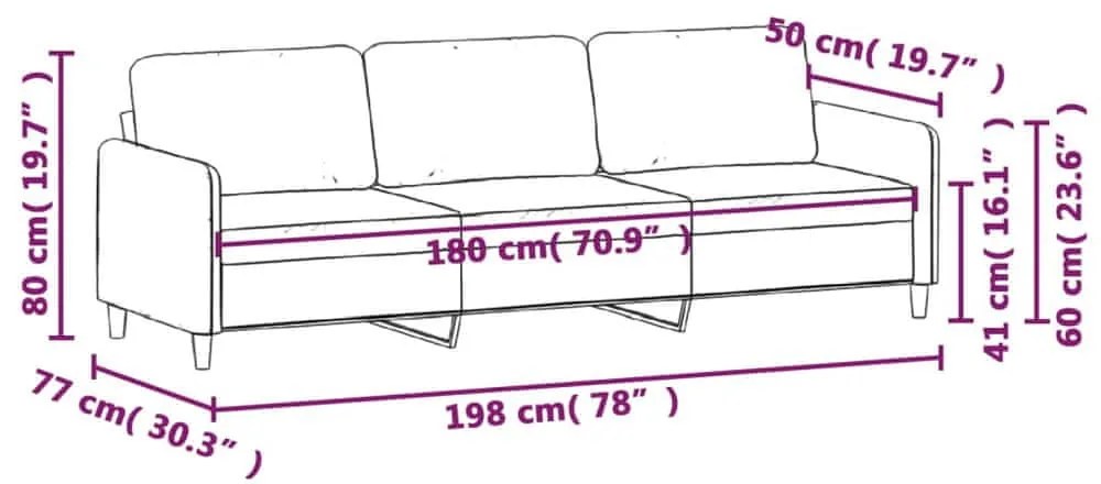 Petromila 3místná pohovka světle šedá 180 cm textil