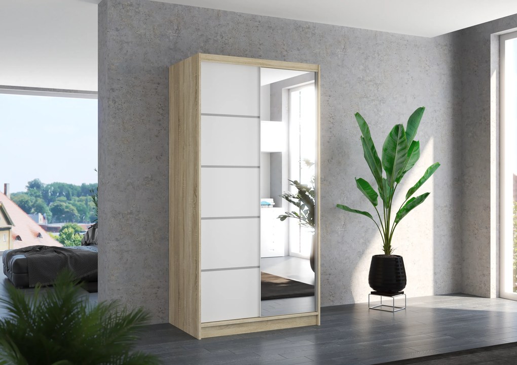 ADRK Furniture Posuvná skříň se zrcadlem ORLANDO 100 ADRK-SW-ORL-S-W-100