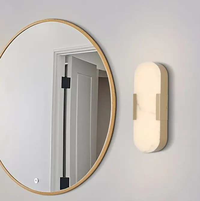 Searchlight 11138GO Nástěnné LED svítidlo OPALINE MARBLE IP44, ZLATÉ 35cm