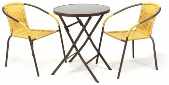 Zahradní set BISTRO 2 židle + stůl - béžový polyratan OEM D35222