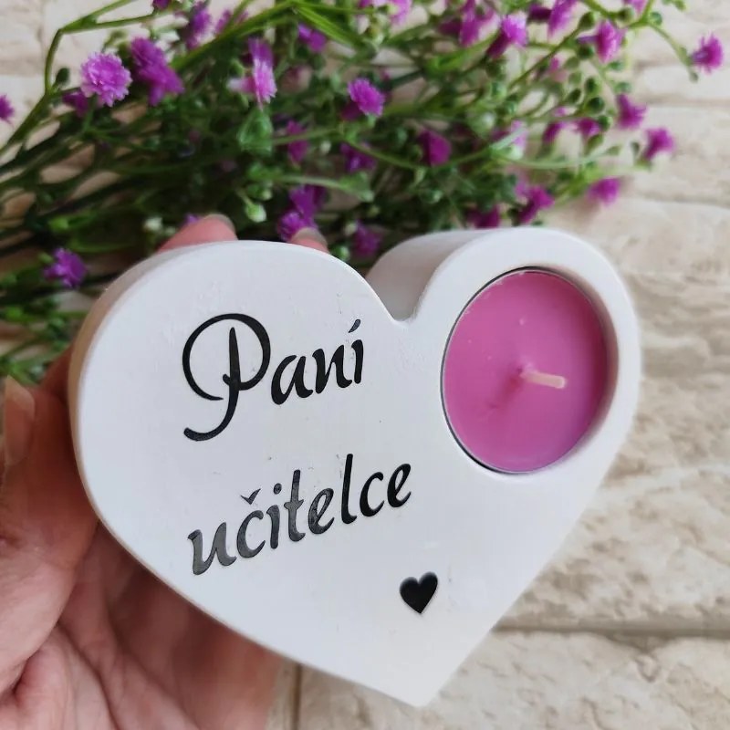 Svícen srdíčko Paní učitelce