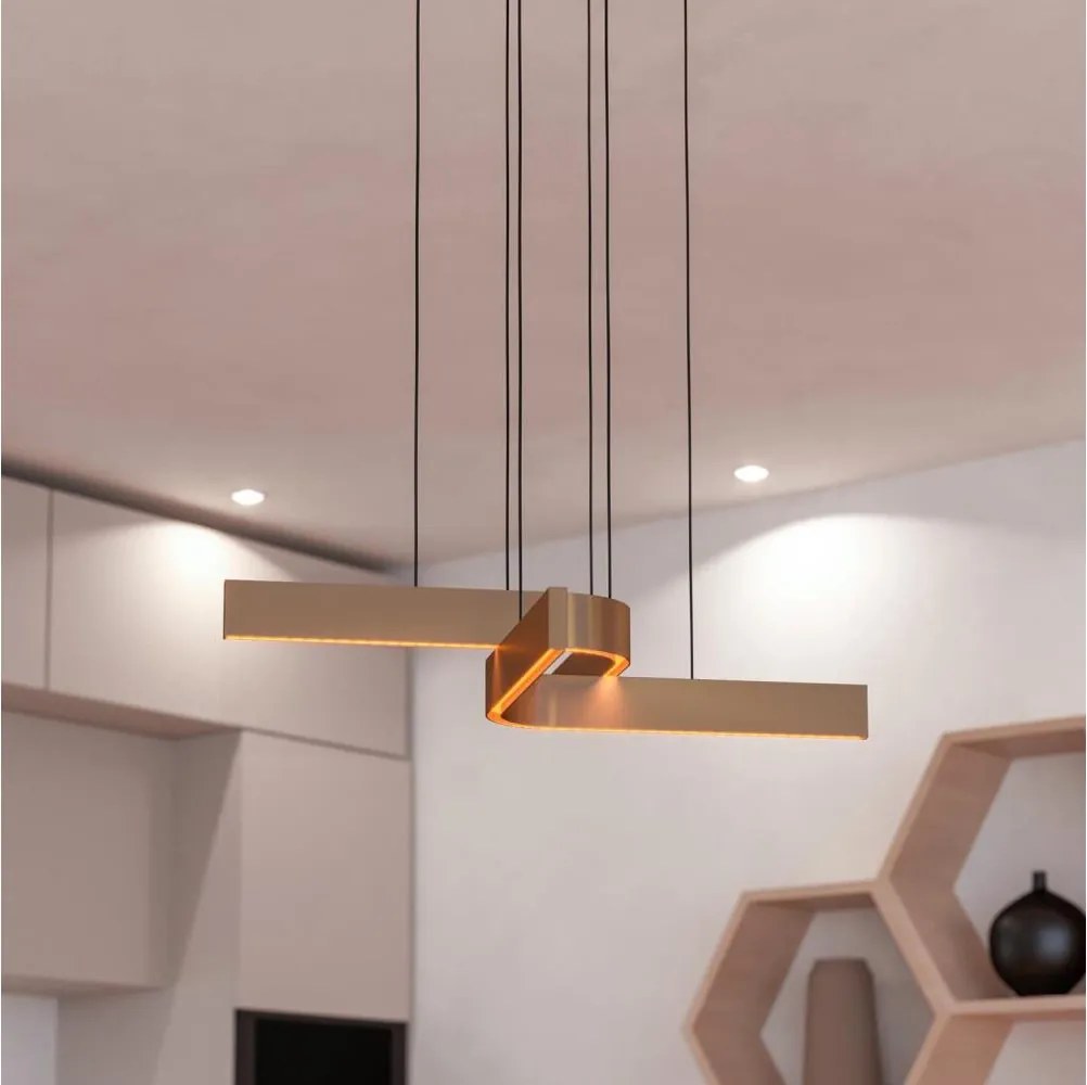 Eglo 901864 - LED RGBW Stm. Lustr na lanku FOLCINO-Z 2xLED/18W/230V měděná/černá