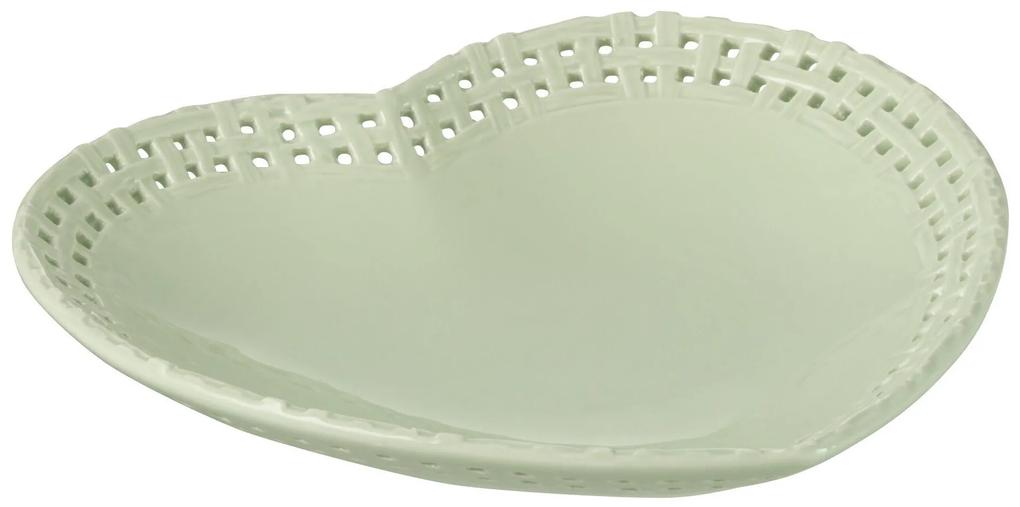 Zelený keramický talíř / miska ve tvaru srdce Hella Pastel Green - 22*22*4 cm