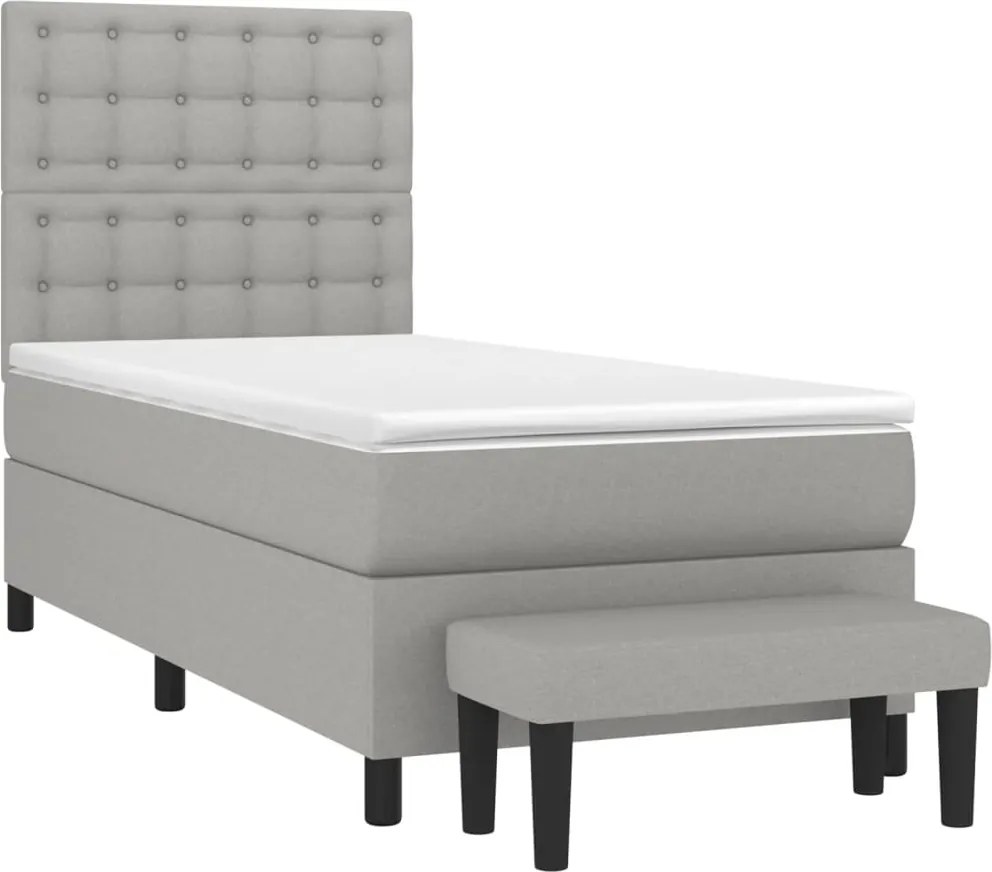 Box spring postel s matrací světle šedá 90x190 cm textil 3136877