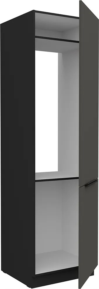 ARIA pe | vysoká skříňka 60 LO-210 2F na vestavnou lednici | 60 cm | ANTI FINGERPRINT povrch | černá/šedá grafit