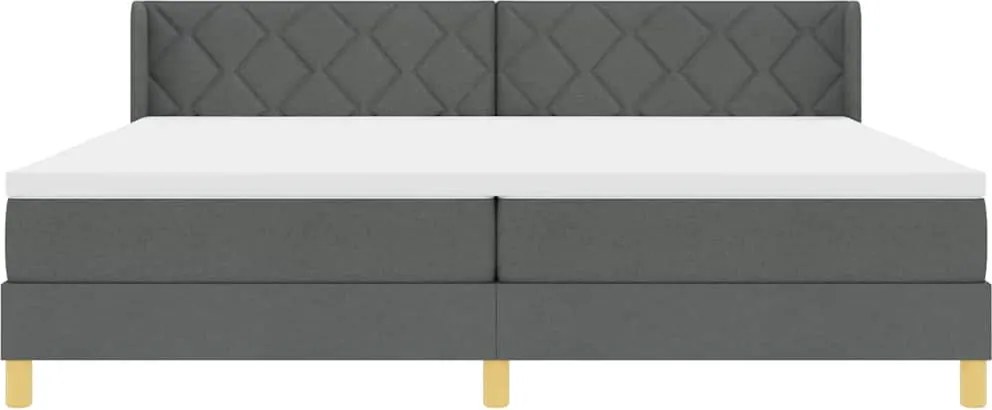 Postel s boxspringem s čelo Tmavě šedá 200 x 200 cm textil 3341378