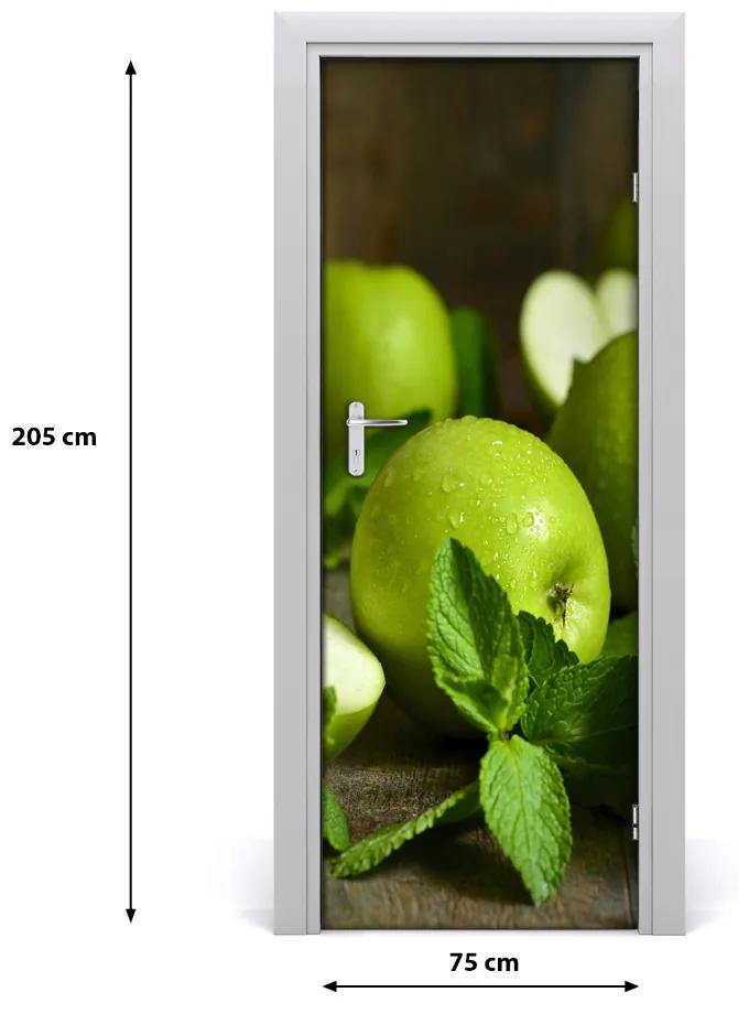 Samolepící fototapeta na dveře zelená jablka 75x205 cm