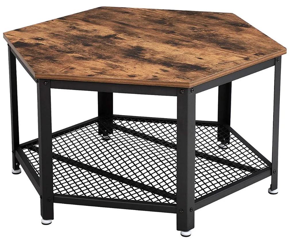 Geometrický Odkládací stolek Hnědo Černý INDUSTRIAL II