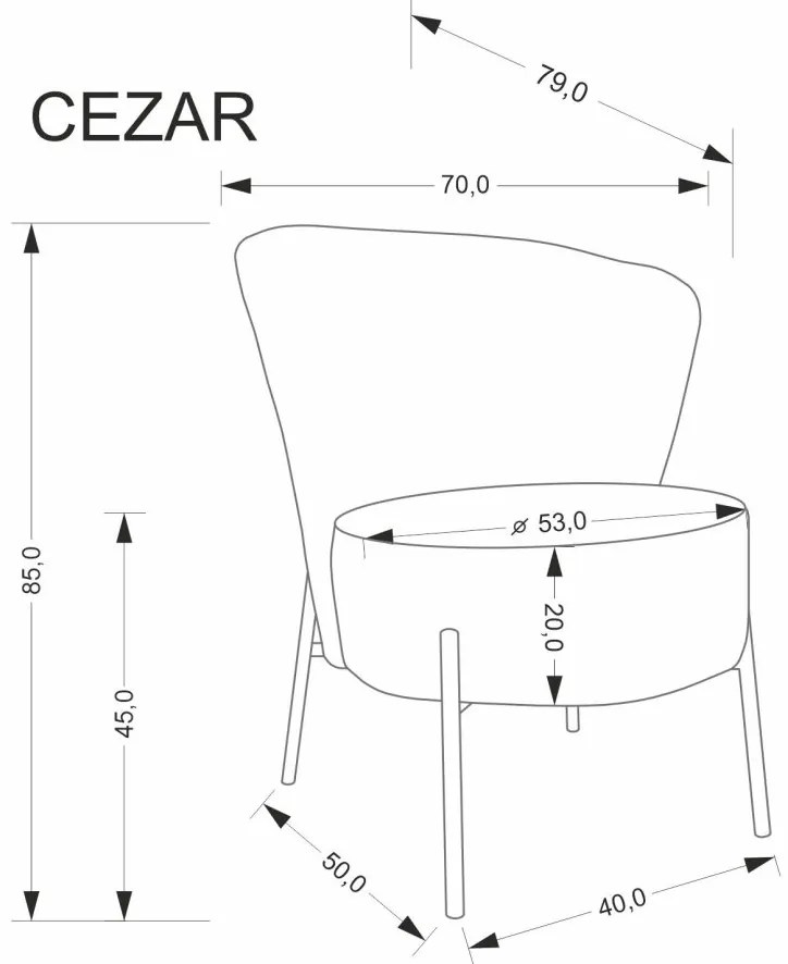 Designové křeslo CEZAR — masiv, látka, béžová