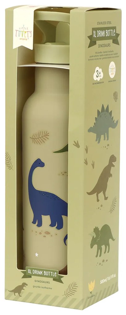 A Little Lovely Company - nerezová láhev na pití, 500 ml - dinosauři