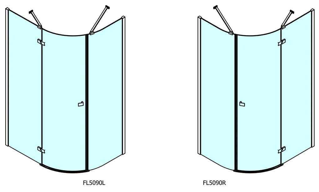 Polysan FORTIS LINE čtvrtkruhová sprchová zástěna 1000x900x2000, levá - FL5090L