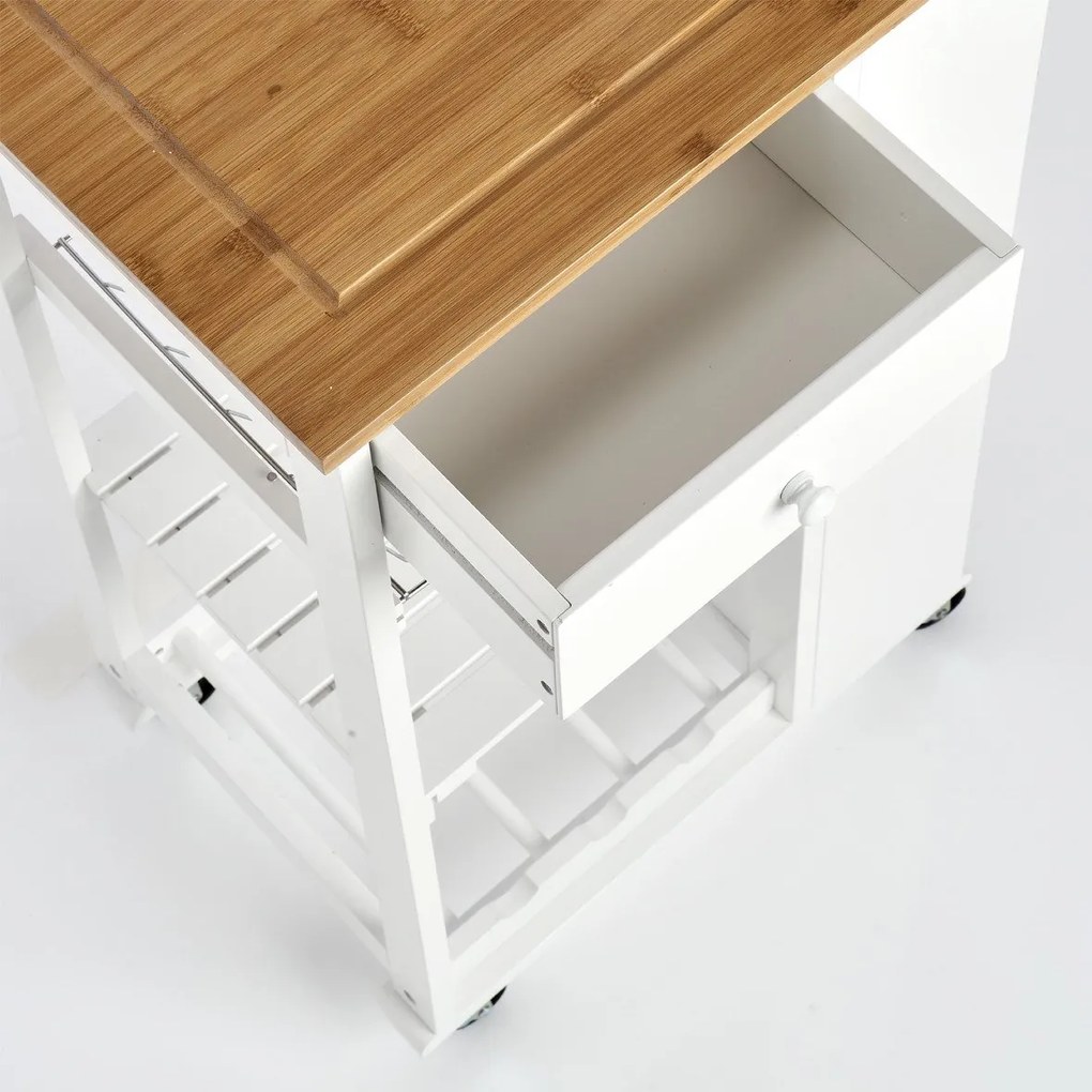 Kuchyňský vozík na kolečkách s bambusovou pravovní plochou, 50 x 37 x 86,5 cm, ZELLER