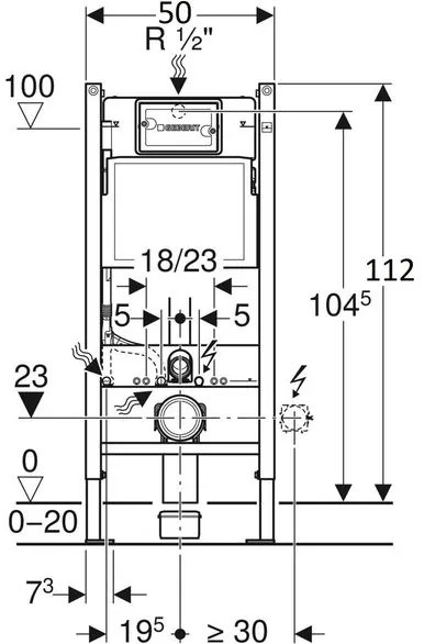 Geberit Duofix WC modul 112 cm s nádržkou Delta 12 cm, 4/2 litry, 458.129.00.1