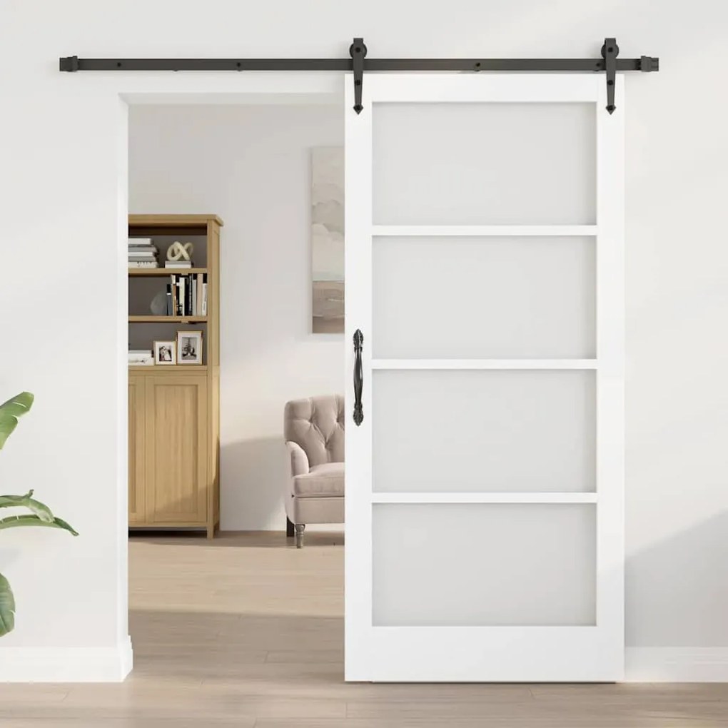Posuvné dveře 93 x 202 cm Masivní borové dřevo a sklo 3332400