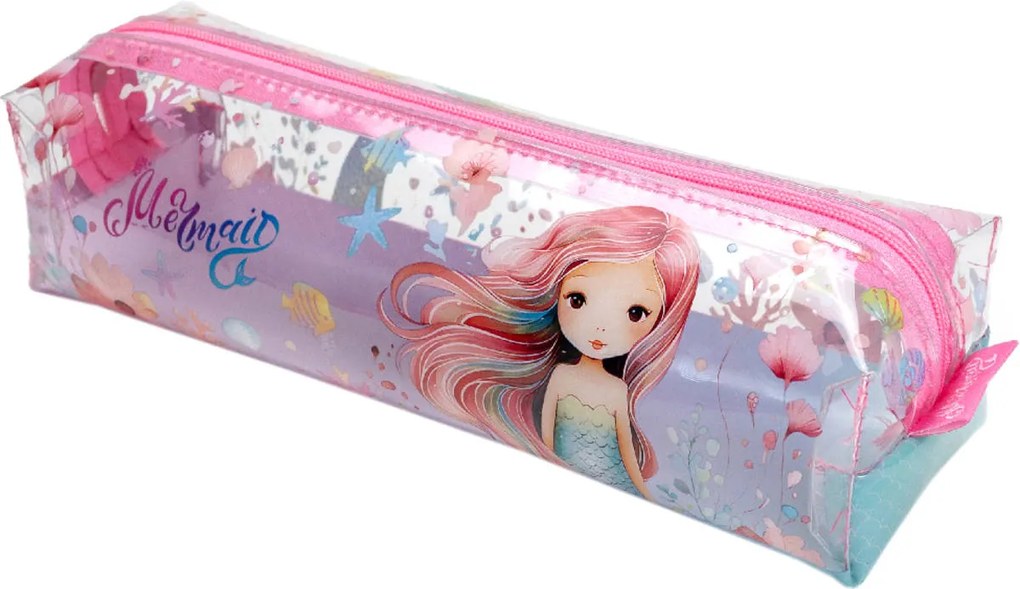 _Ostatní 1_ Pouzdro na pera / kosmetiku Mermaid průhledný penál Mořská panna 0412