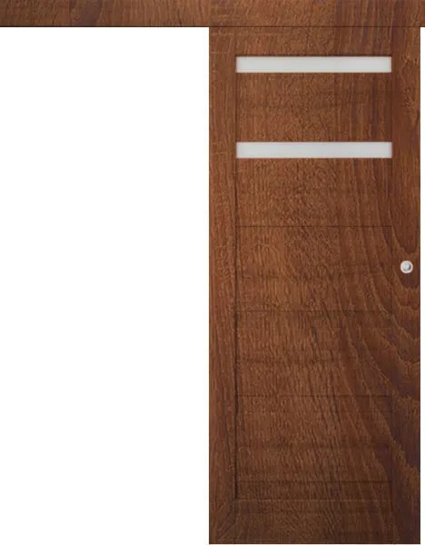 posuvné interiérové dveře na stěnu vasco doors EVORA model 2 Průchozí rozměr: 70 x 197 cm, Orientace dveří: Levé dveře, Dekor: Ořech muškátový