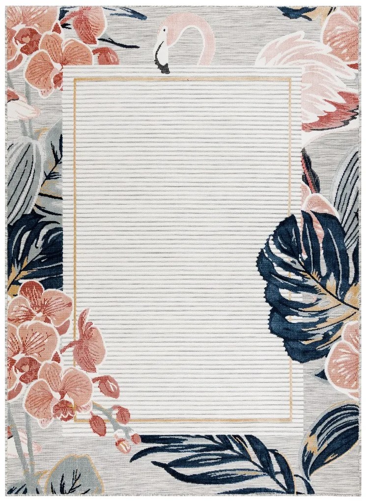 Dywany Łuszczów, Kusový koberec Botanic 65240 Flamingo grey – na ven i na doma, 117x170, vícebarevná, chodba / předsíň