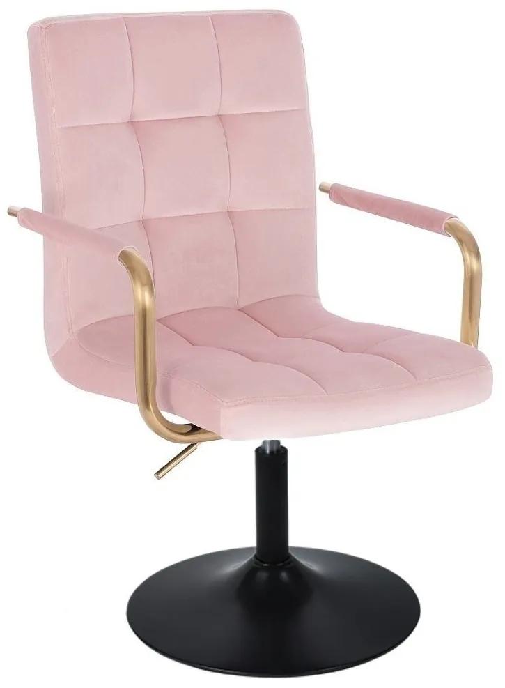LuxuryForm Židle VERONA GOLD VELUR na černém talíři - růžová