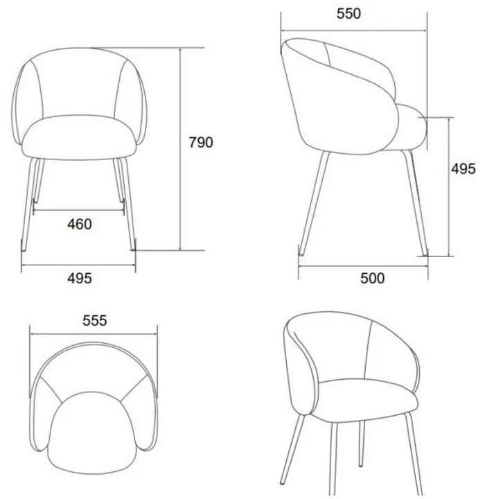 Krémová čalouněná jídelní křesla v sadě 2 ks Eleanor – Actona