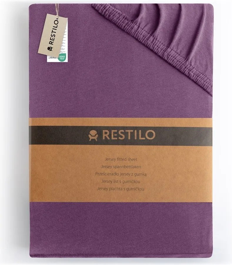 Fialové napínací prostěradlo jersey 160x200 cm Amber – Restilo