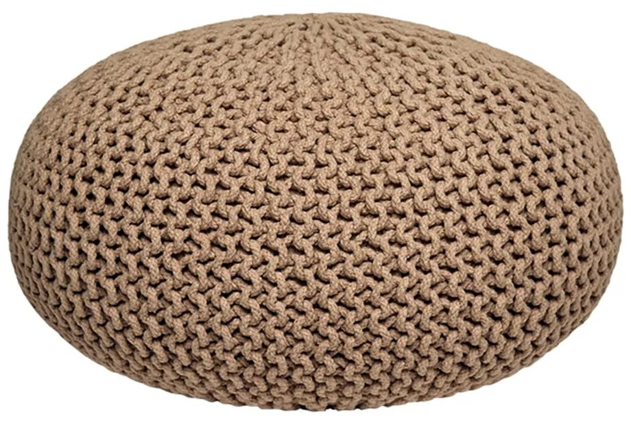 Béžový pletený puf LABEL51 Knitted XL, ⌀ 70 cm