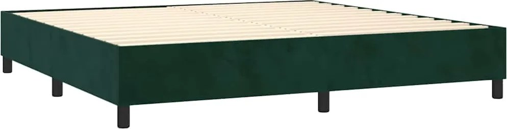 Box spring postel s matrací a LED tmavě zelená 200x200 cm samet 3139586