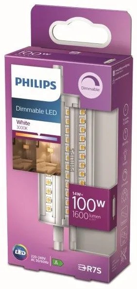Philips 8718699780371 led bodové svítidlo 1x14w | r7s | 1600lm | 3000k - bílá, stmívatelné