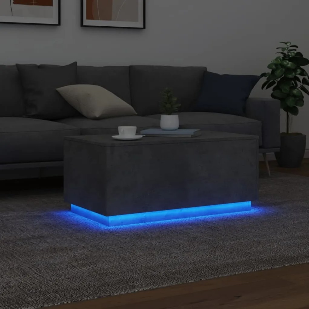 vidaXL Konferenční stolek s LED osvětlením 90 x 50 x 40 cm [839878] Barva: Betonová šedá