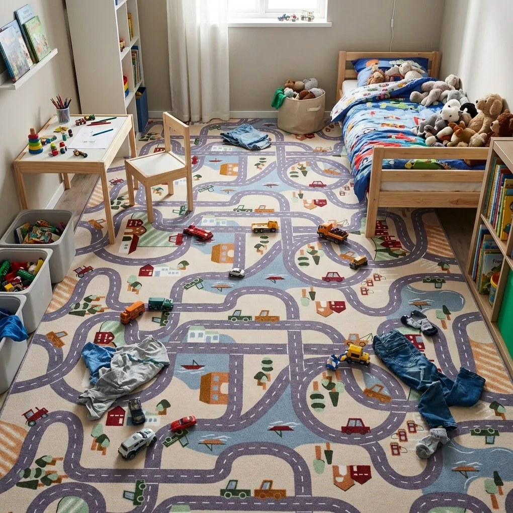 Vopi, AKCE: 200x300 cm Dětský kusový koberec Scanroad 39 - neúčtujeme odřezky z role - obšitý ze všech stran, šíře, vícebarevná, filc, dětský pokoj