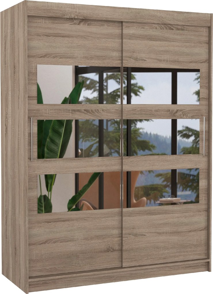 ADRK Furniture Skříň posuvná se zrcadlem FLORENTO 150 ADRK-SW-FLO-T-150