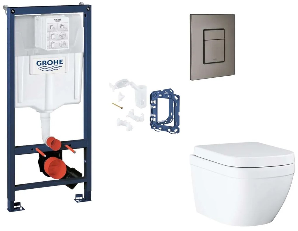 Grohe Rapid SL - Set předstěnové instalace, klozetu, sedátka SoftClose, tlačítka Skate Cosmopolitan a sady pro vhazování tablet, Triple Vortex, kartáčovaný Hard Graphite SANI11BB5136