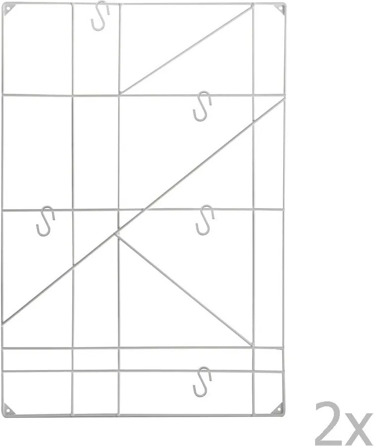 Sada 2 bílých nástěnných držáků s háčky Versa Geometric