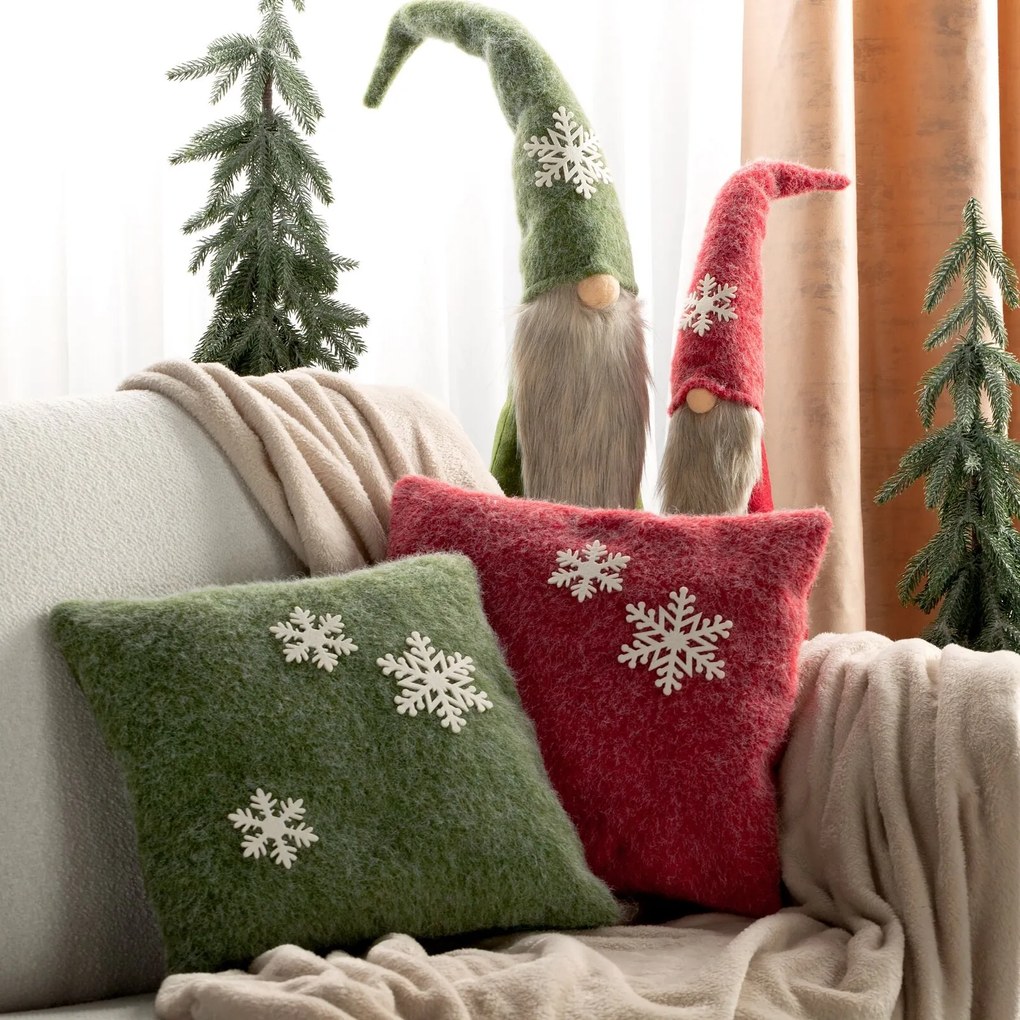 VÁNOČNÍ DEKORAČNÍ POVLAK NA POLŠTÁŘ SNOWFLAKE4 40X40 CM VZOROVANÁ