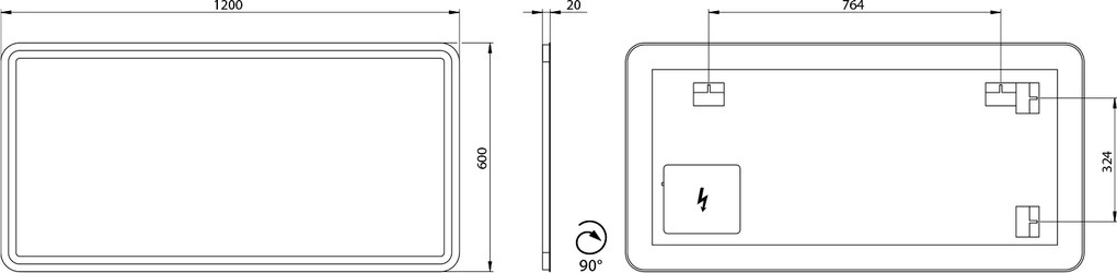 Sapho Nyx 120 x 60 cm zrcadlo s LED osvětlením NY120