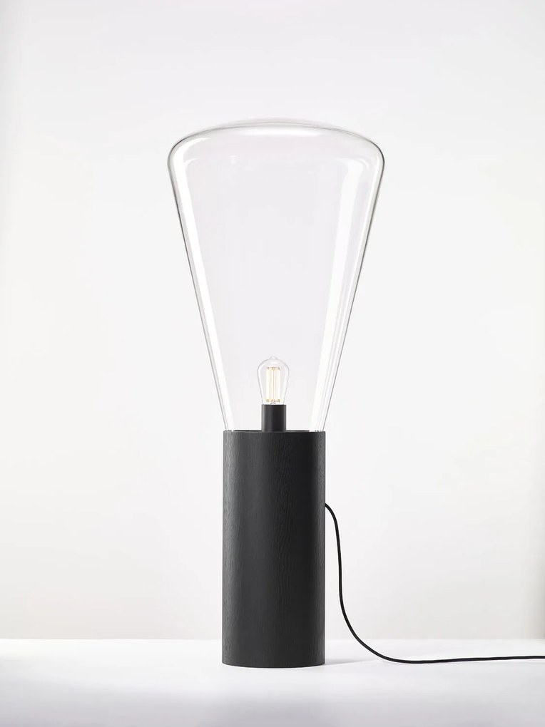 Designová lampa Brokis Muffins Wood 04 PC853 Barva skla: Fialová - transparentní sklo, Barva el. vedení: Textilní kabel -  černý, Dřevo: dub evropský - bezbarvý nano lak (CCS972)