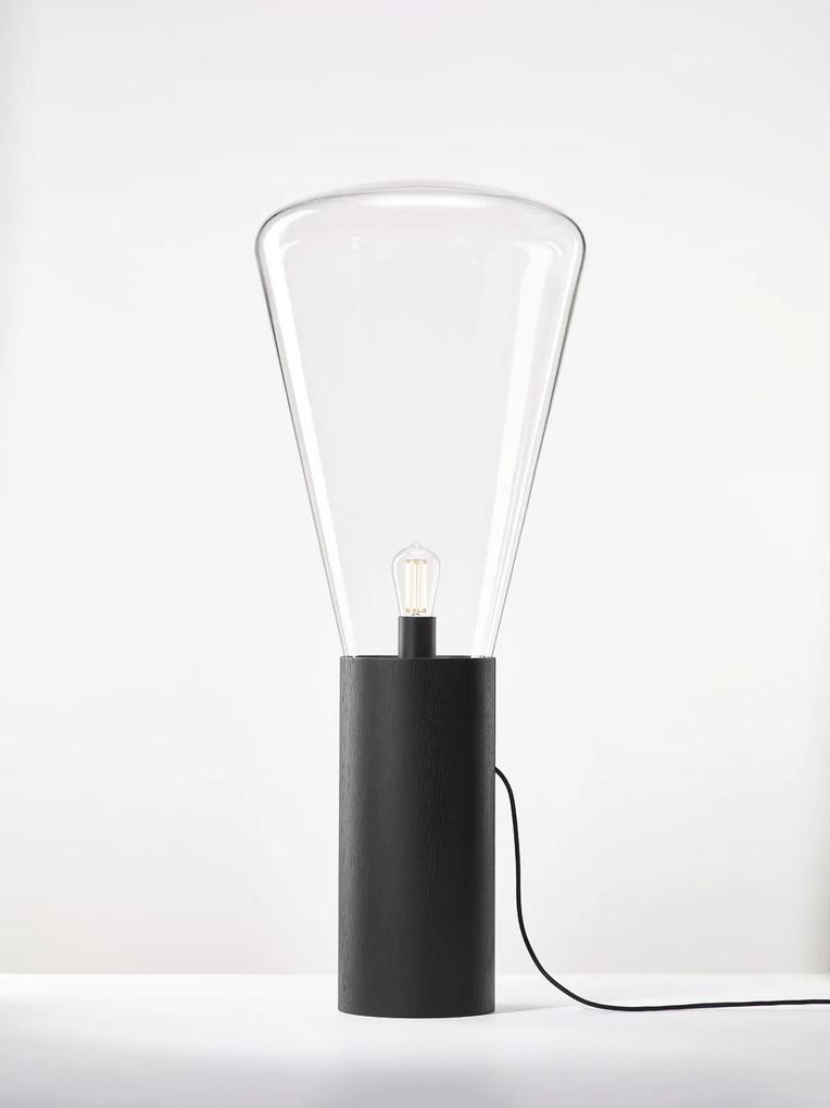 Designová lampa Brokis Muffins Wood 04 PC853 Barva skla: Fialová - transparentní sklo, Barva el. vedení: Textilní kabel -  světle šedý, Dřevo: dub evropský - bíle mořený (CCS680)