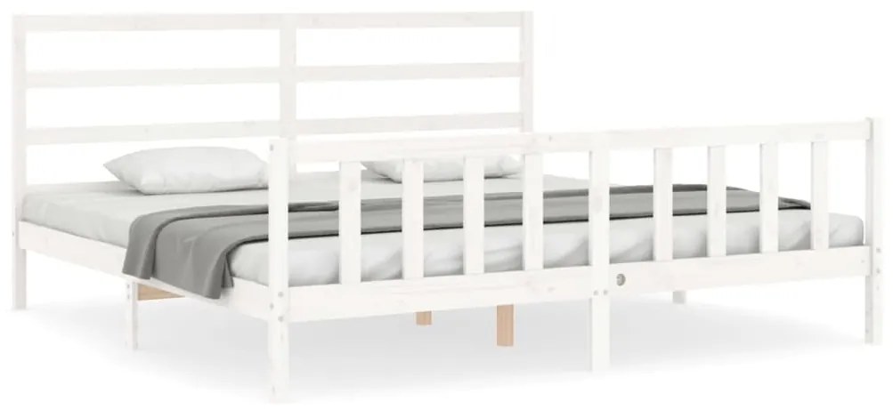 vidaXL Rám postele s čelem bílý 180 x 200 cm masivní dřevo
