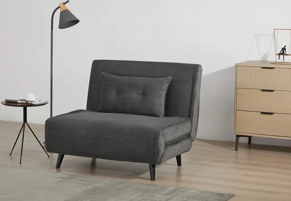 Multifunkční polohovací křeslo Mora manšestr šedá 100cm