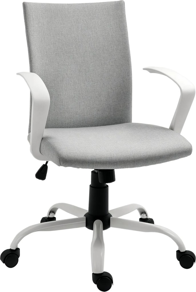 Vinsetto Kancelářská Židle s Nastavitelnou Výškou, Houpací Funkcí, Otáčecí Kancelářská Židle s Nosností 120 Kg, 61 x 61 x 99 cm Světle Šedá a Bílá | A