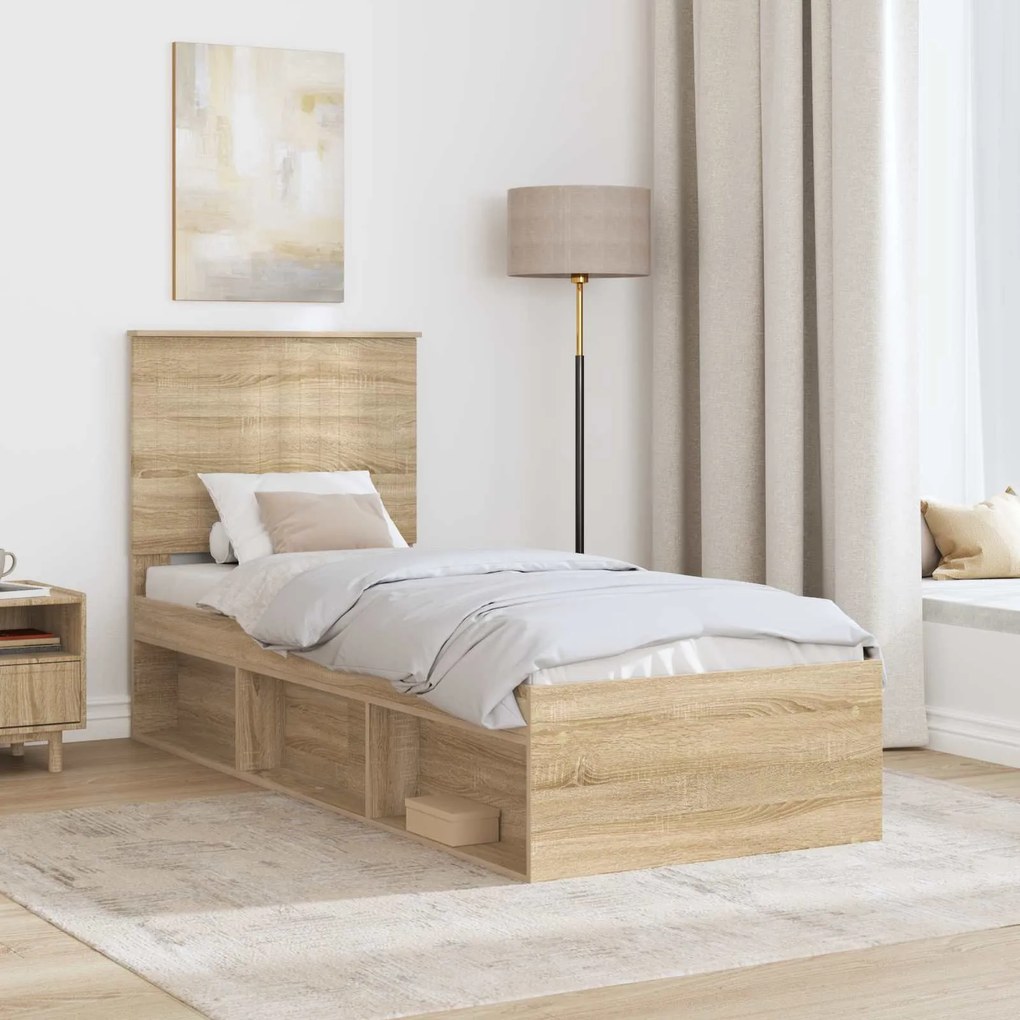 Rám postele s čelo Sonoma dub 75 x 190 cm Masivní borové dřevo 3411075