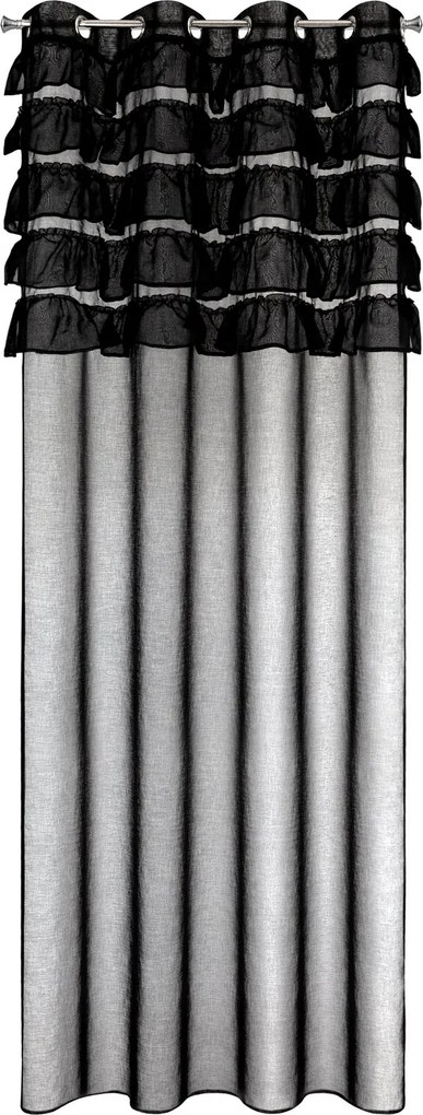 ZÁCLONA NA KROUŽCÍCH AURA 140X250 CM ČERNÁ