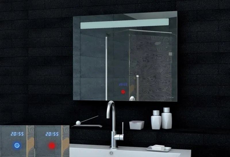 Eurosanit MALENA 60 až 160 cm – zrcadlo do koupelny s LED osvětlením a hodinami Rozměr: 60x65cm