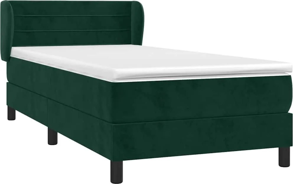 Box spring postel s matrací tmavě zelená 80 x 200 cm samet 3127520