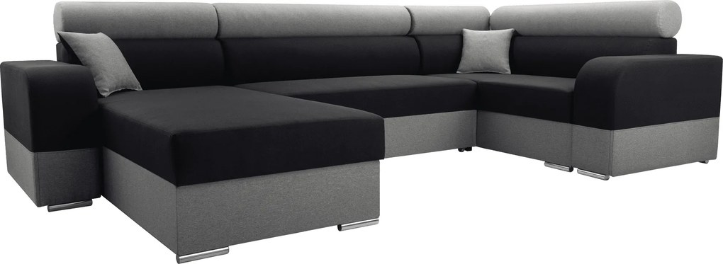 IDZ Rohová sedačka INFINITY SUPER do U, 332 cm Roh pohovky: Pravý roh, Barva látky: Černá a světle šedá (Bahama 36 + Bahama 34)