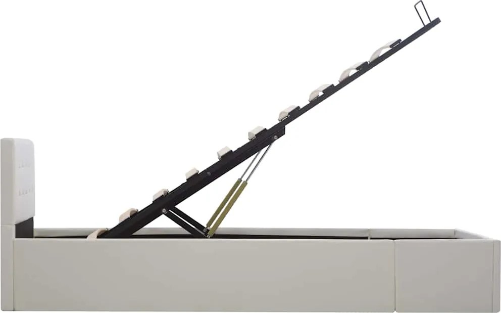 Rám postele zvedací úložný prostor bílý umělá kůže 100 x 200 cm 285517