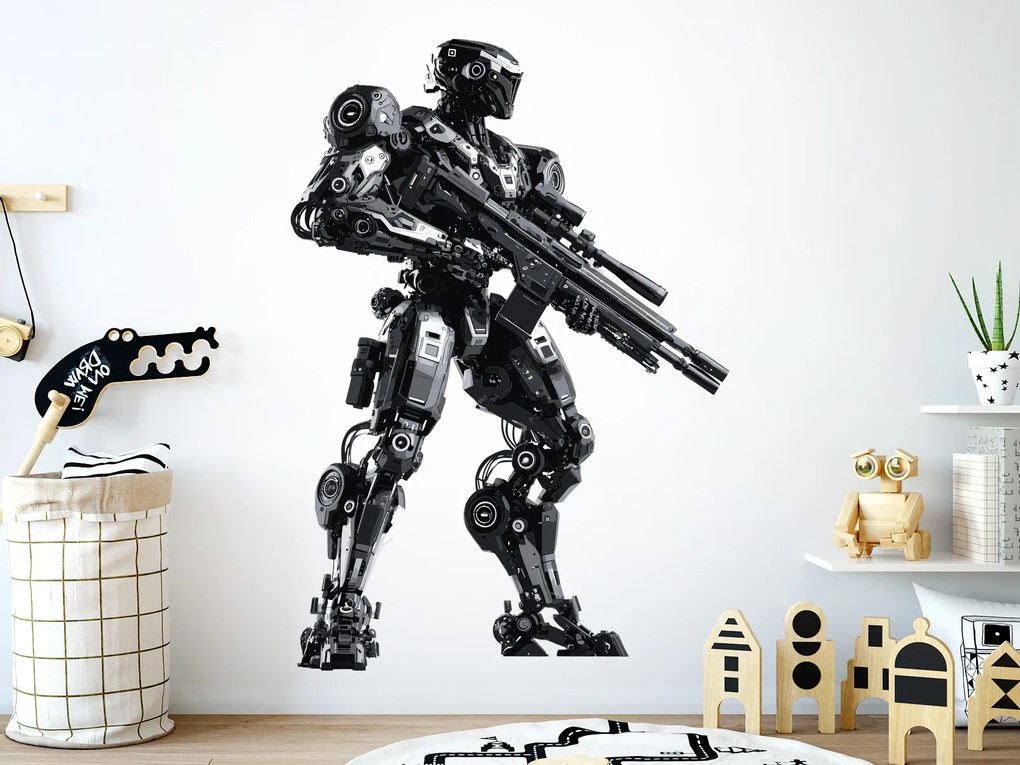 Dark robot textilní přelepitelná samolepka na zeď arch 32 x 47 cm