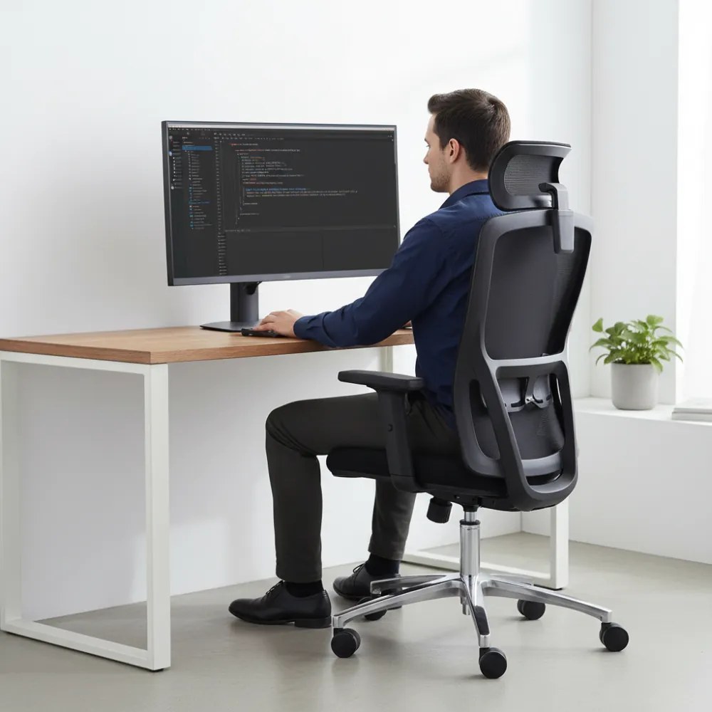Kancelářská ergonomická židle Neoseat TASCO — látka, síť, černá, nosnost 150 kg