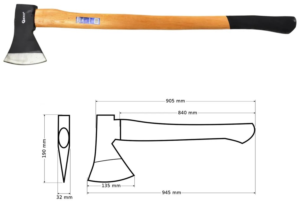 Sekera PROFI 1600Gx32" (dřevěná násada) (6/12)